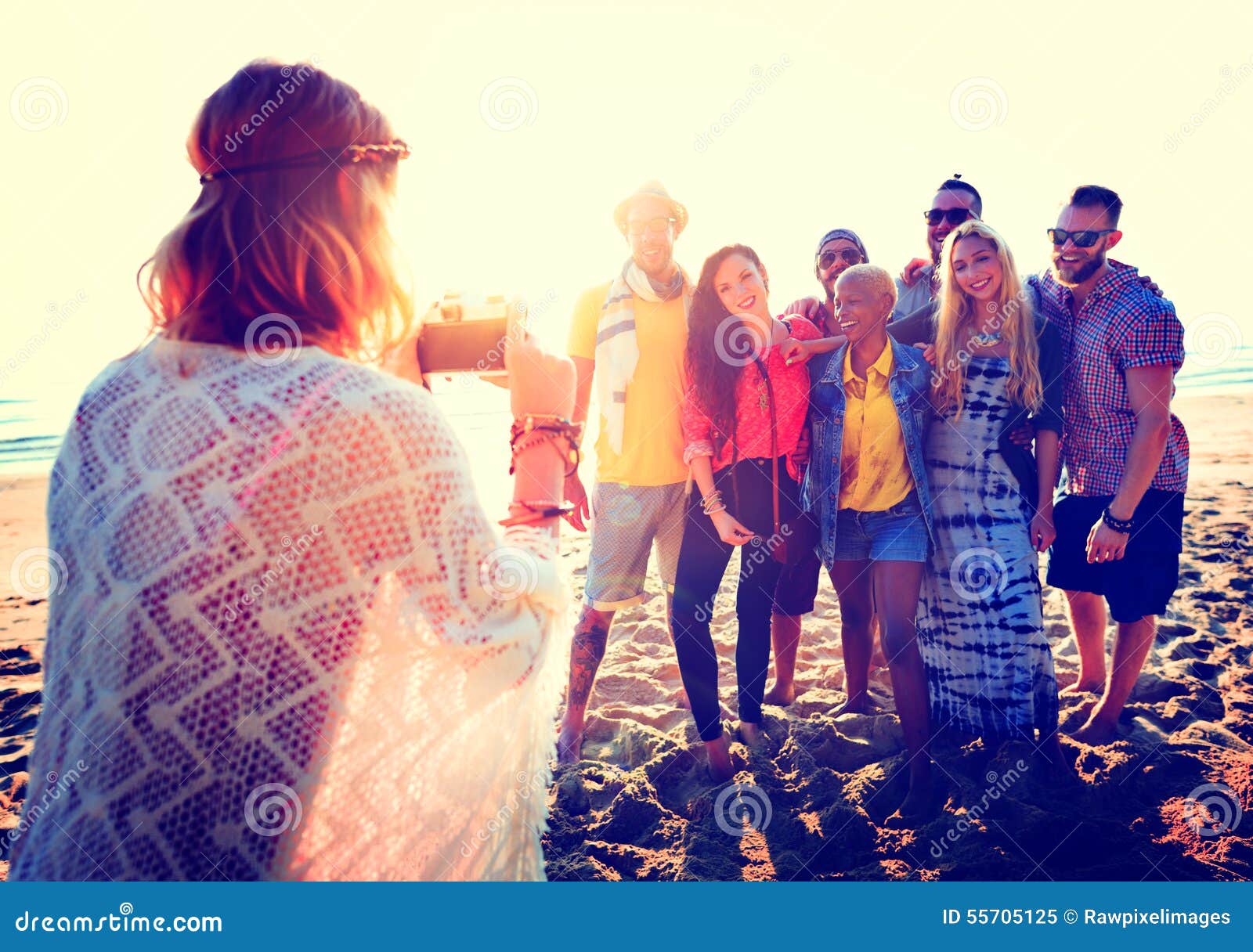 Friendship Bonding Relaxation Summer Beach Happiness Concept Stock ...