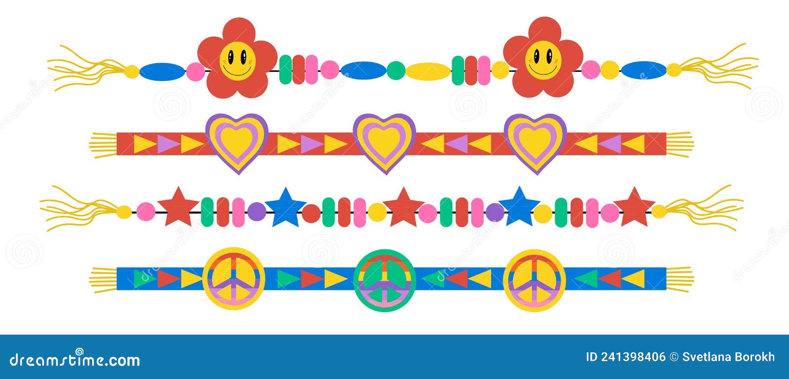 Friendship Bracelets Set Retro Hippie Diy Beaded Bracelets With Peace
