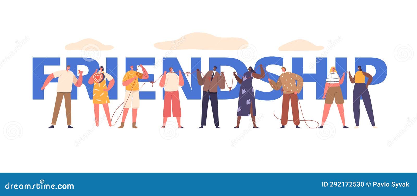 Friendship Concept, Diverse Male and Female Characters are Connected by ...