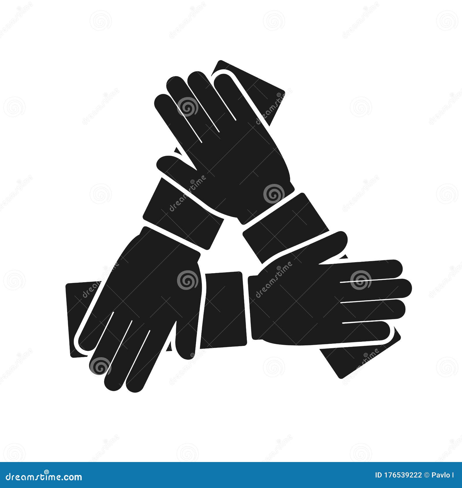 Friendship Concept Icon Three Hands Support Each Other, Teamwork Sign ...