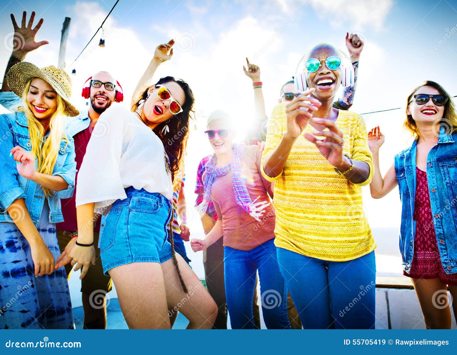 Friendship Dancing Bonding Beach Happiness Joyful Concept Stock Image ...