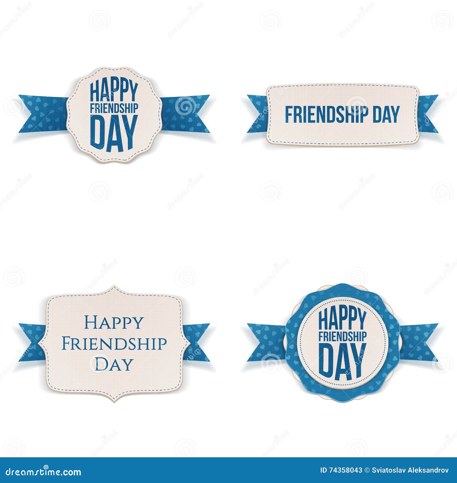 Friendship Day Festive Labels and Ribbons Set Stock Vector ...
