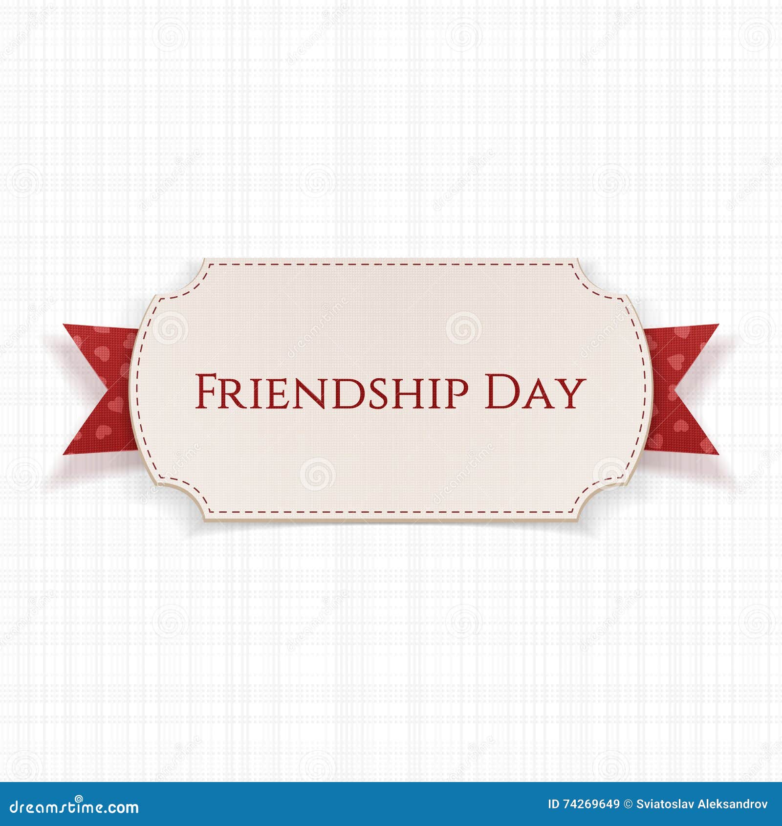 Friendship Day Label on Red Ribbon Stock Vector - Illustration of ...