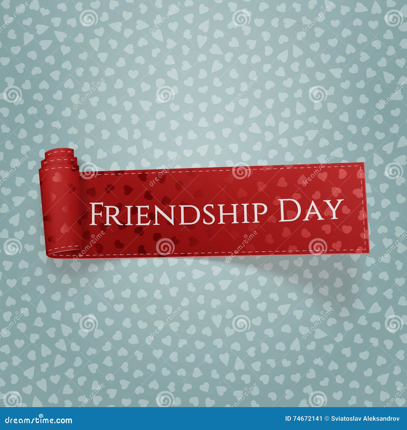 Friendship Day Realistic Red Scroll Ribbon Stock Vector - Illustration ...