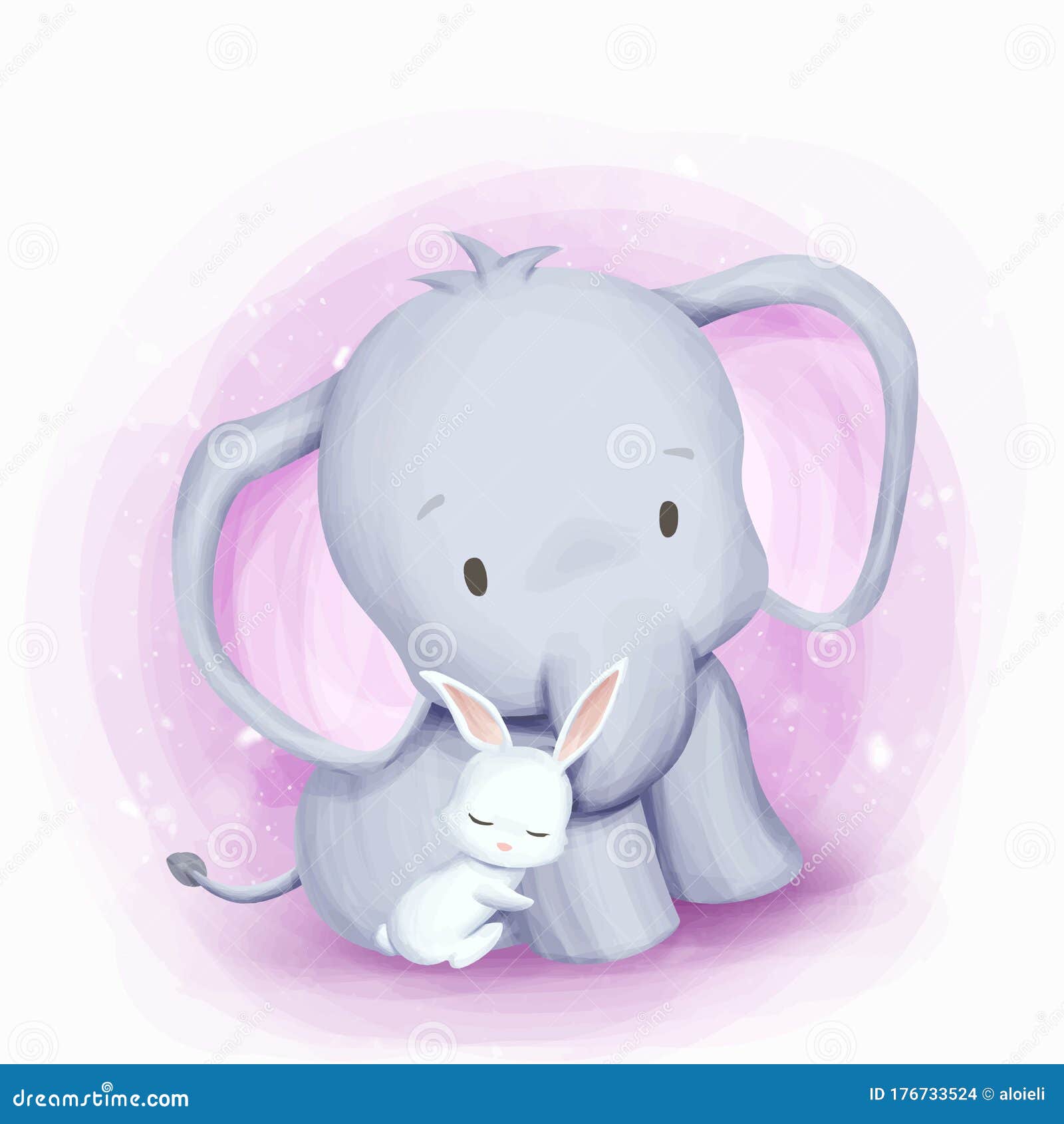 Friendship Elephant and Rabbit Illustration Stock Illustration ...