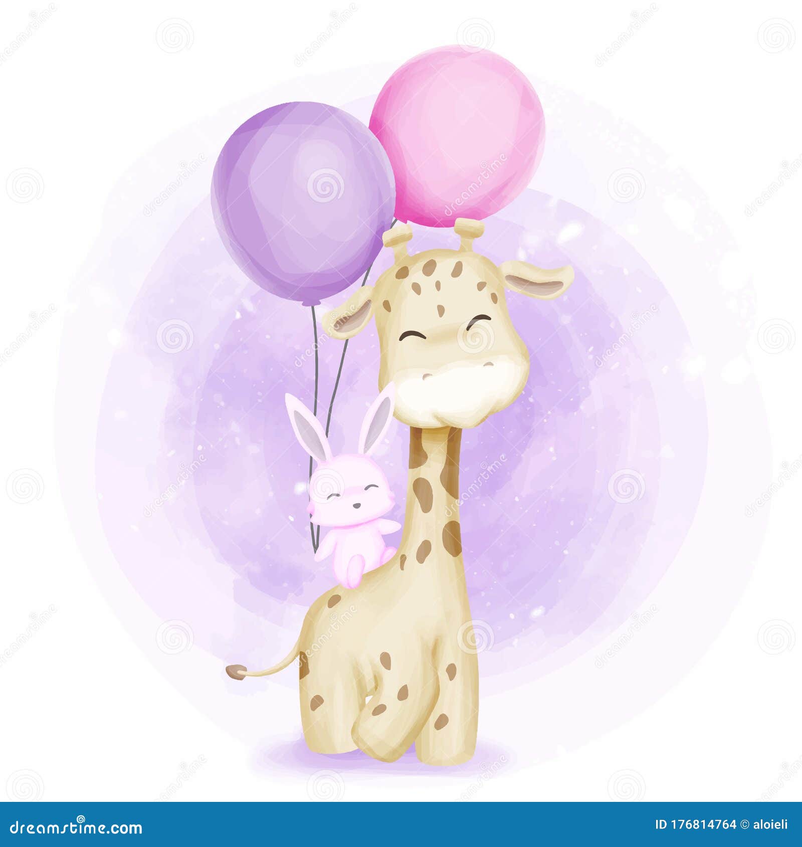 Friendship Giraffe and Rabbit Forever Stock Illustration - Illustration ...