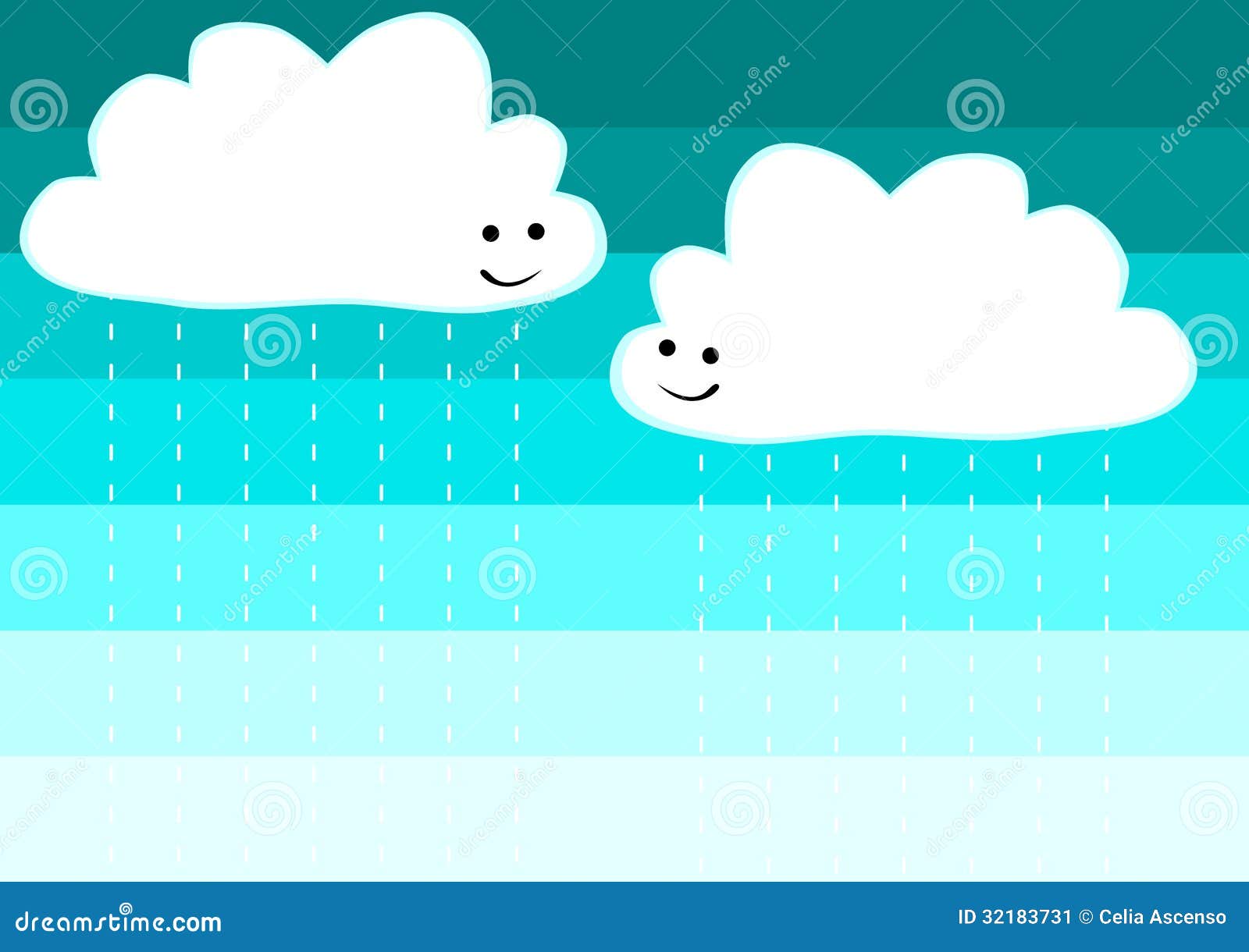 Friendship Greeting Card with Rain Clouds Stock Illustration ...