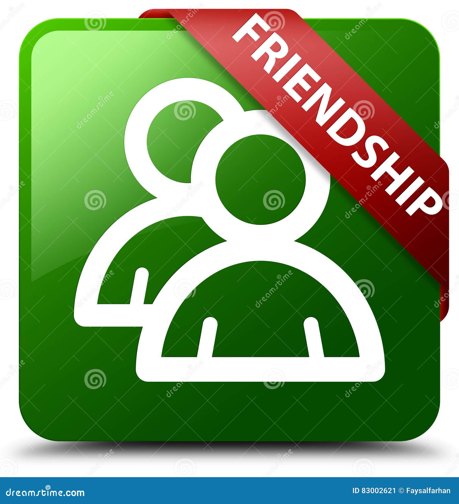 Friendship Group Icon Green Square Button Stock Illustration ...