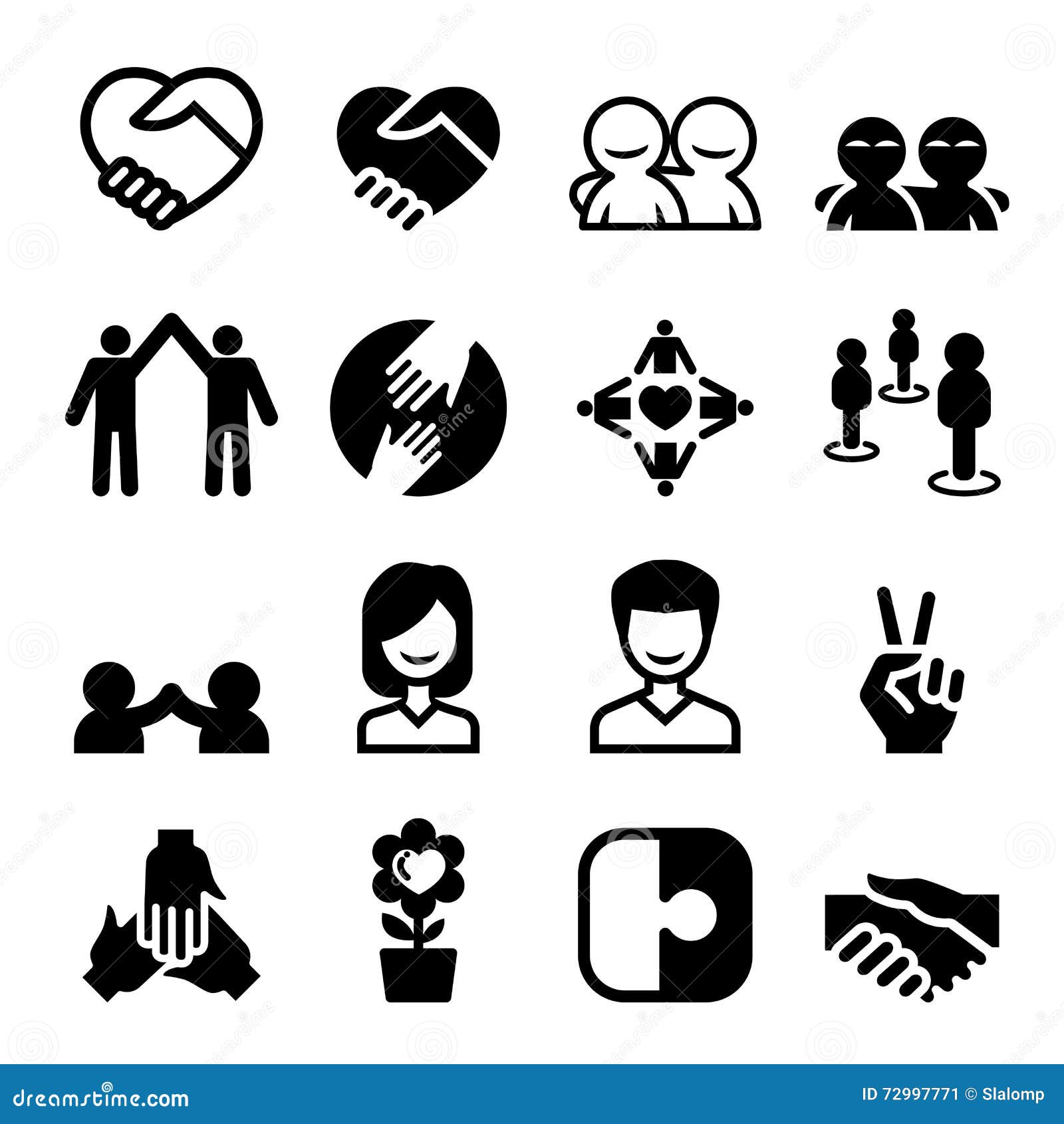 Friendship icon set stock vector. Illustration of communication - 72997771
