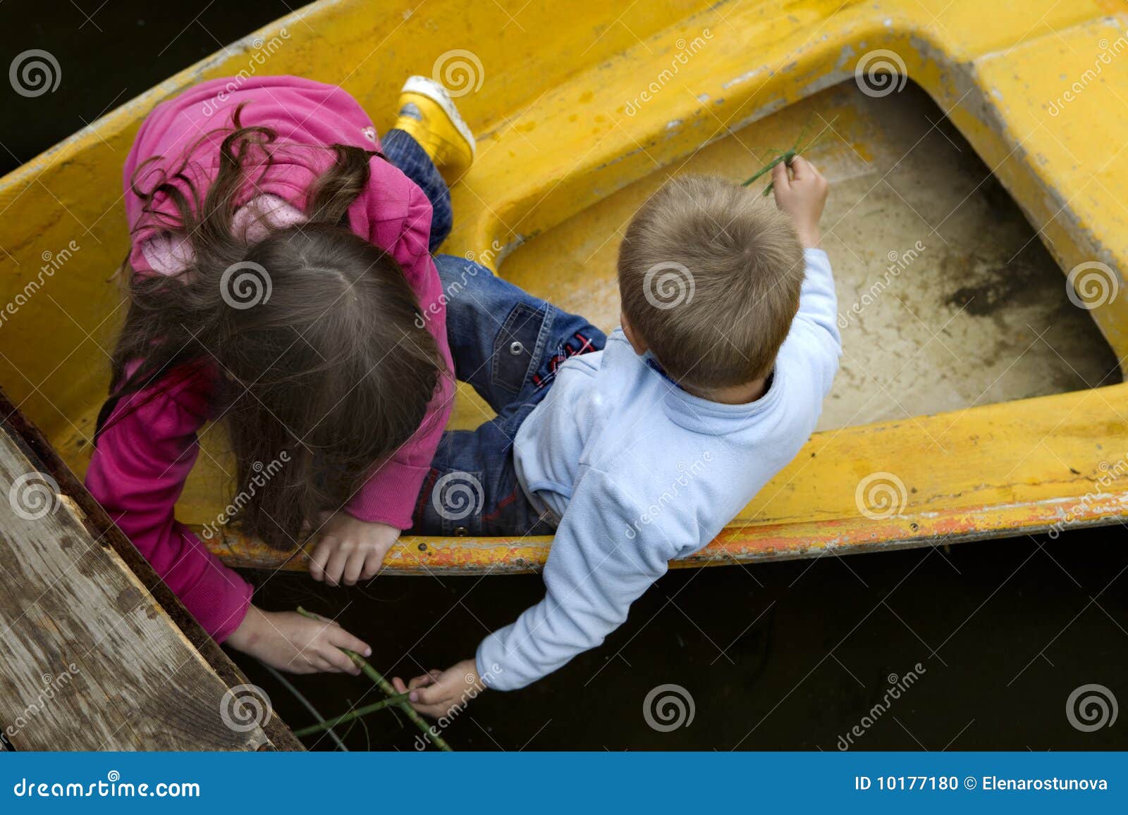 Friendship. Kids Playing in Boat Stock Photo - Image of adorable ...