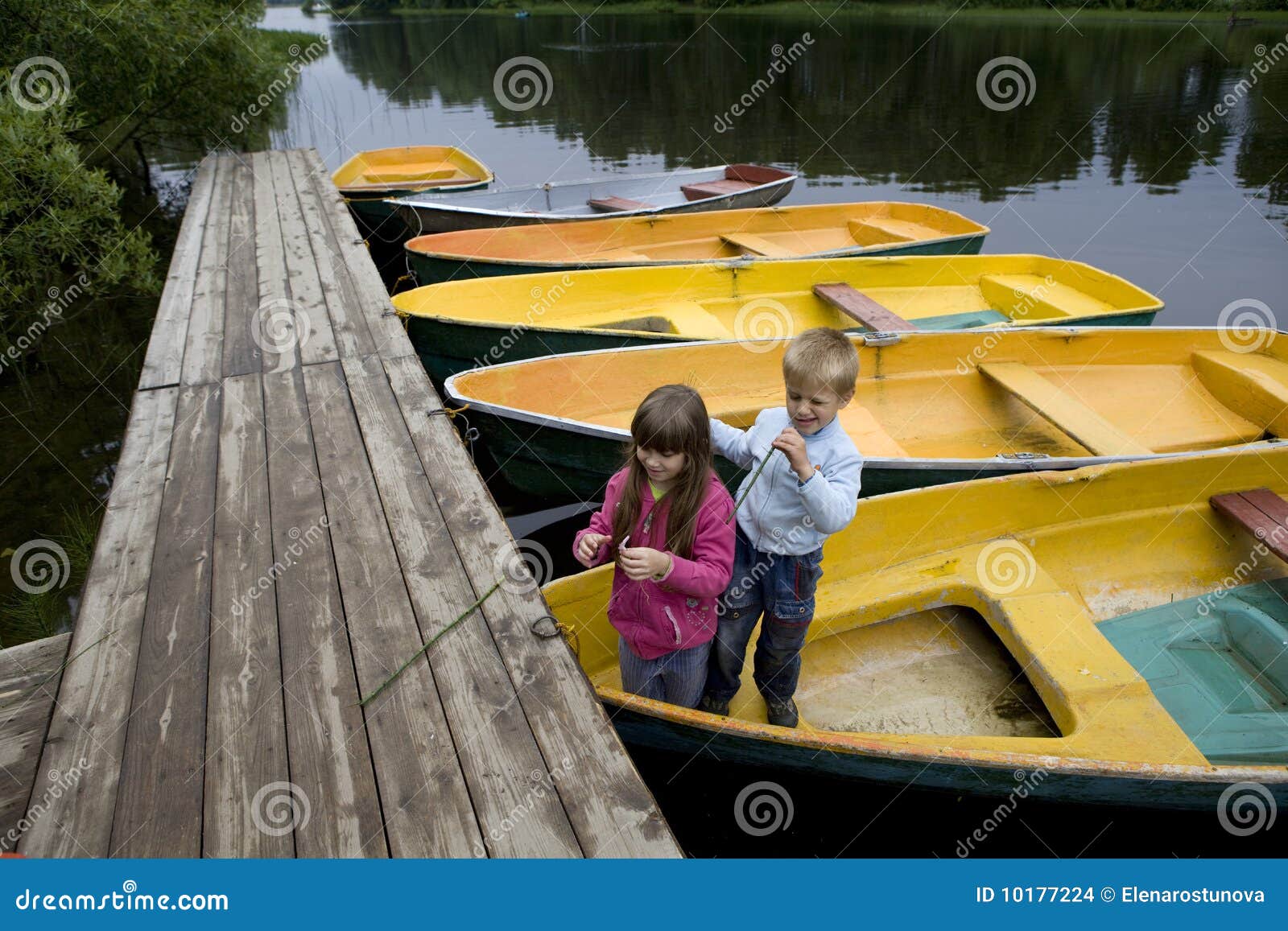 Friendship. Kids Playing in Boat Stock Photo - Image of adorable ...
