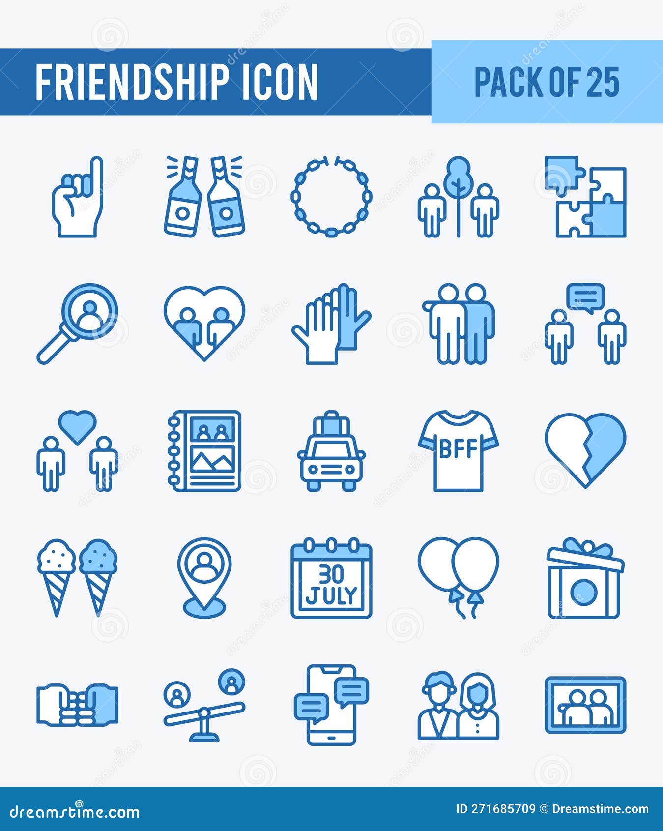 25 Friendship. Two Color Icons Pack. Vector Illustration Stock Vector ...