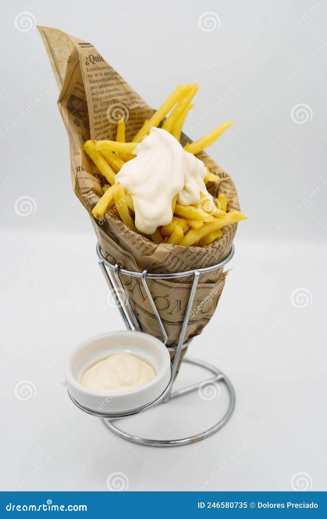 Fries Cone with Mayonnaise Ready To Go Stock Image - Image of fries ...