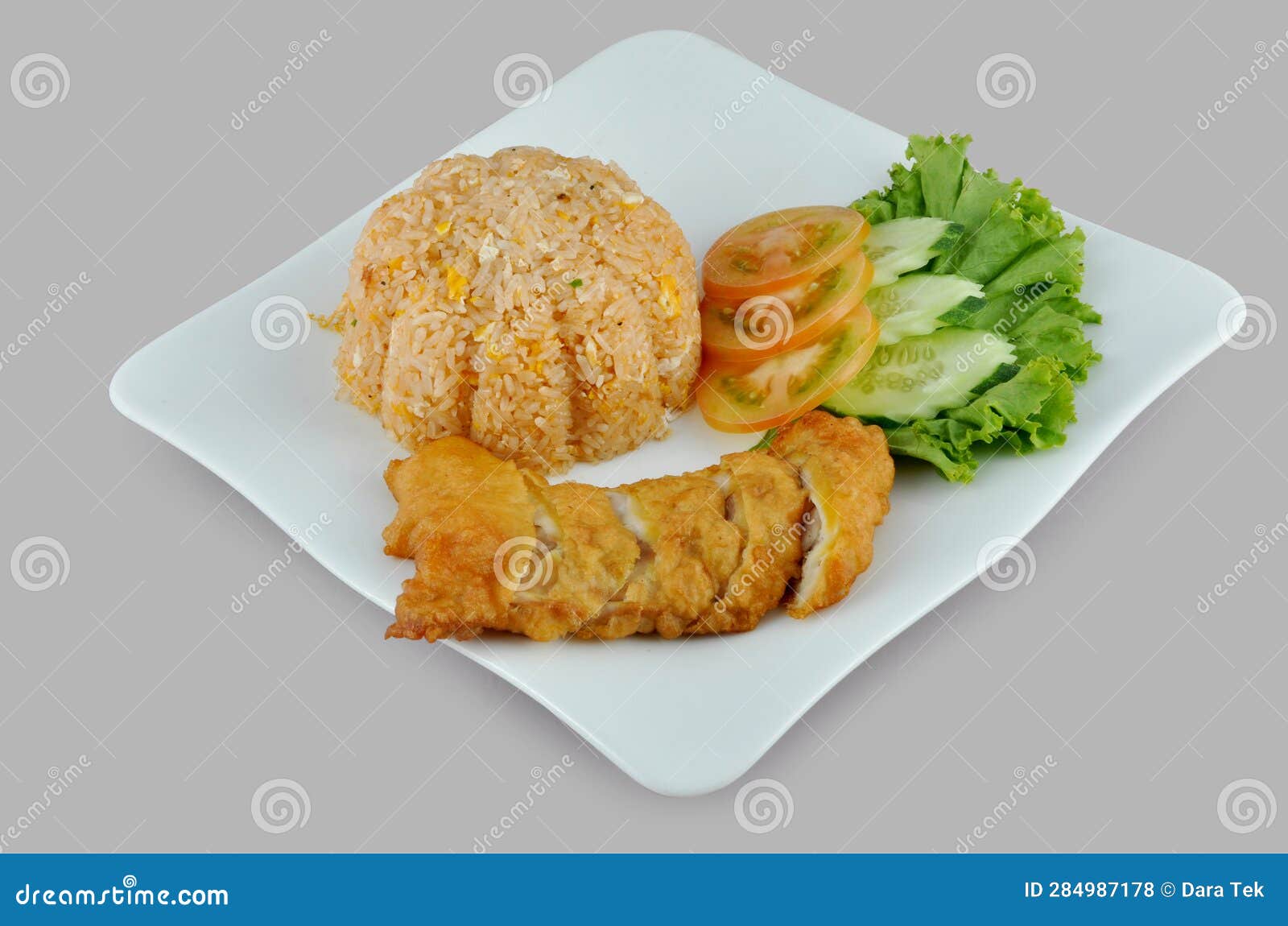 Fries Rice with Chicken Fries Stock Photo - Image of traditional ...