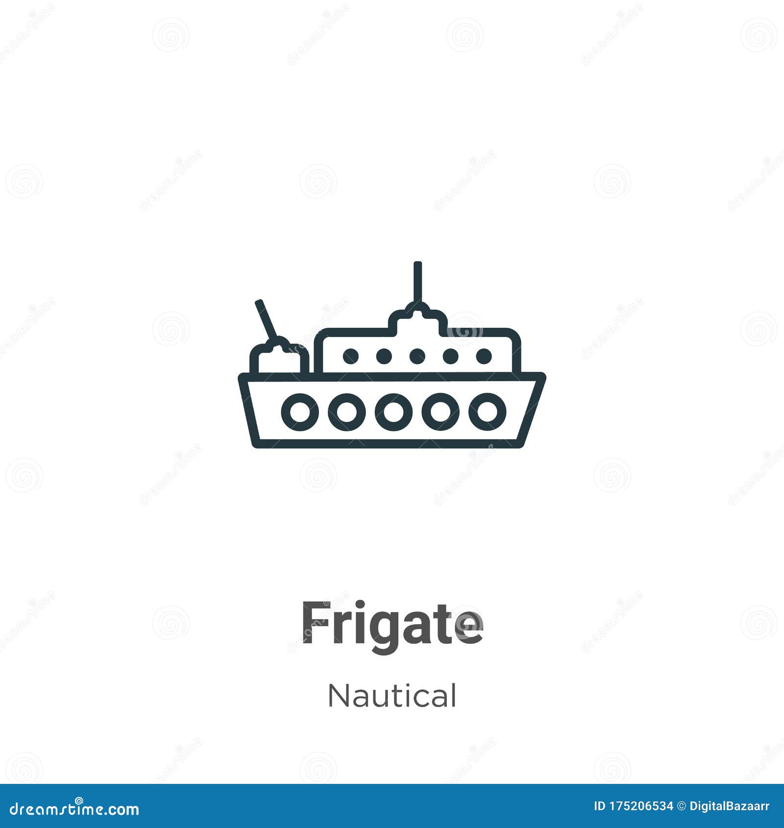 Frigate Outline Vector Icon. Thin Line Black Frigate Icon, Flat Vector ...