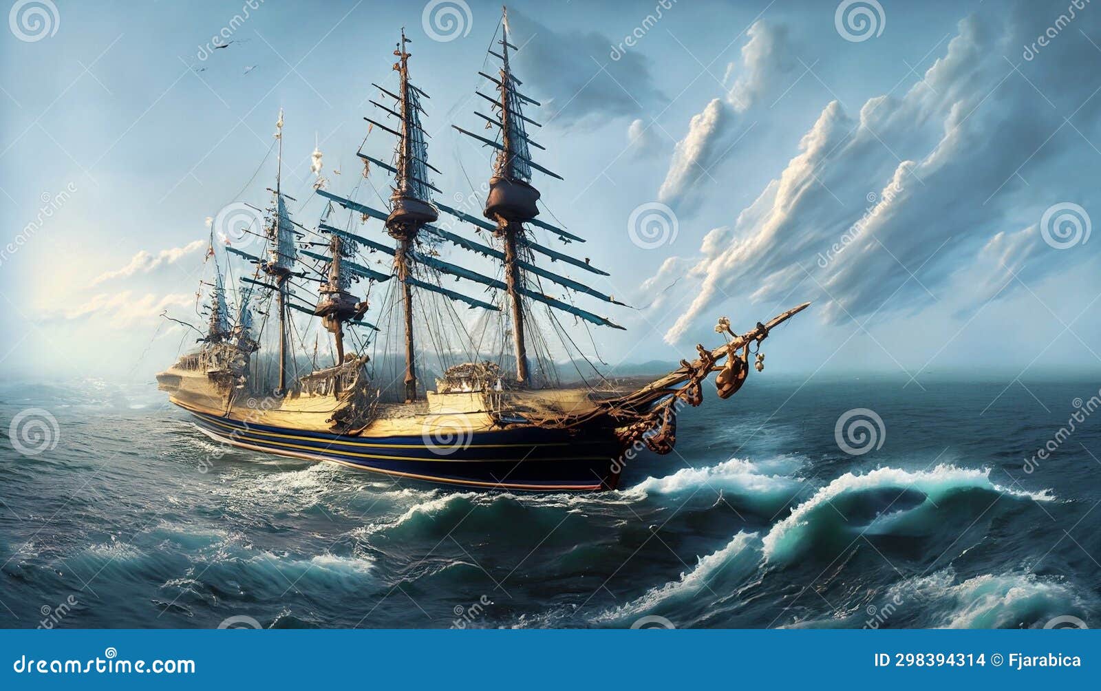 Frigate at sea stock illustration. Illustration of harbour - 298394314