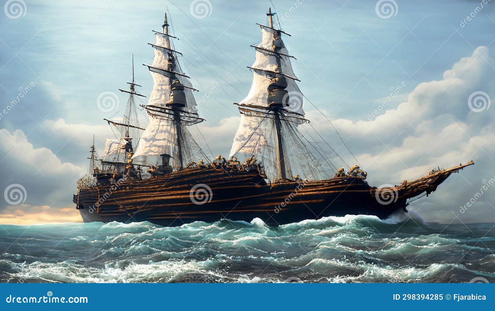 Frigate at sea stock illustration. Illustration of cruise - 298394285