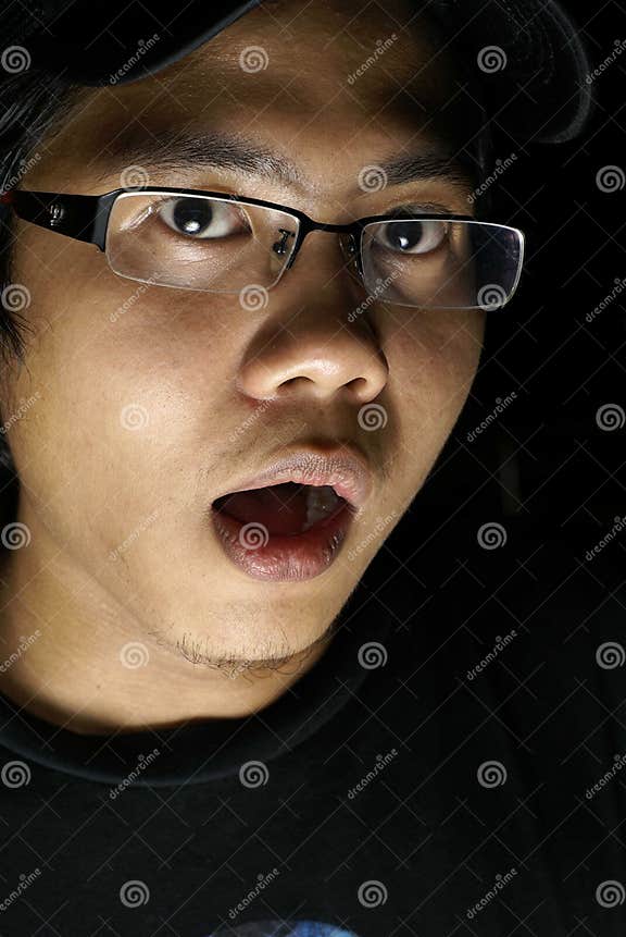 Frightened asian man stock image. Image of eerie, scared - 5350287