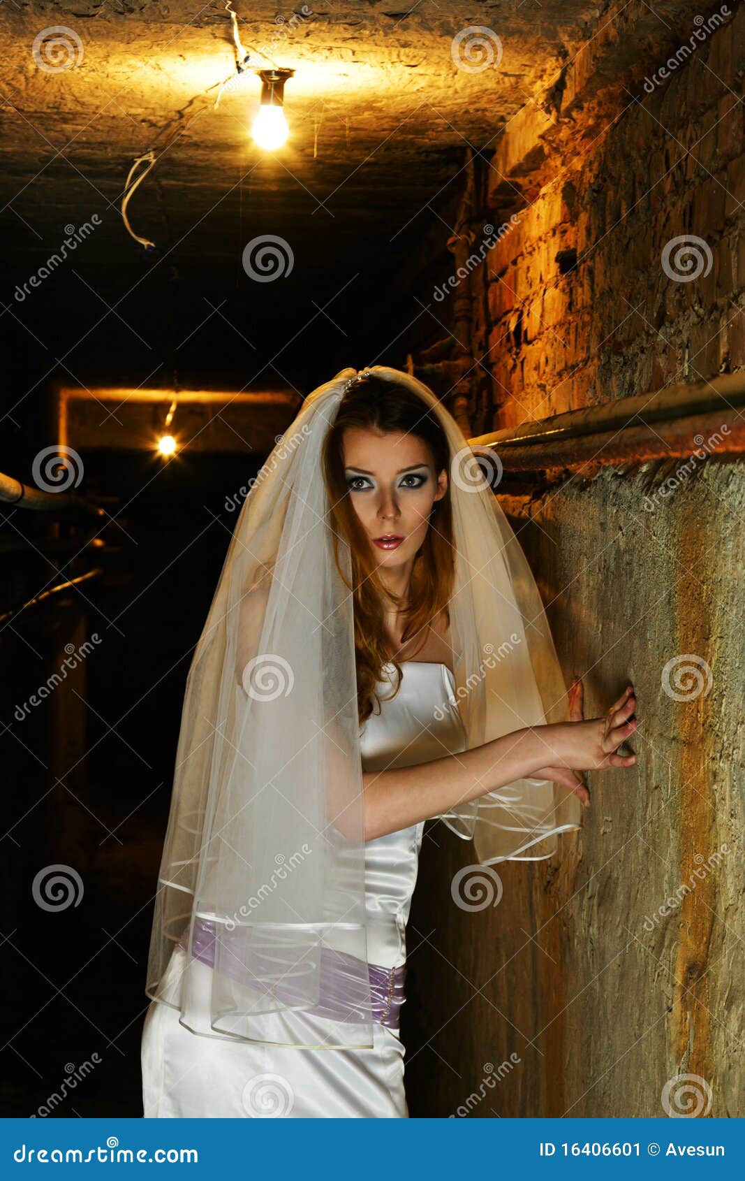 Frightened Bride in Dungeon Stock Image - Image of chick, emotions ...