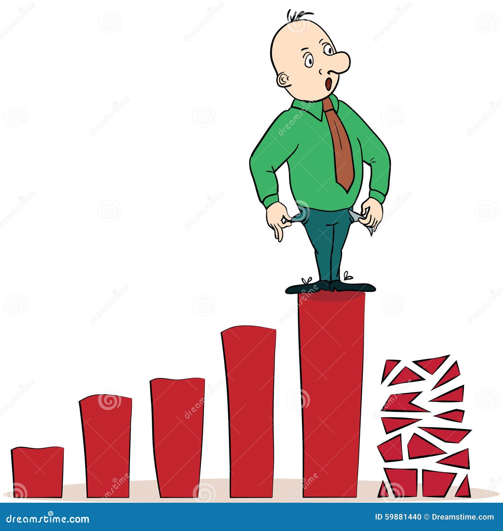 Frightened Businessman on a Chart Going Down Stock Vector ...