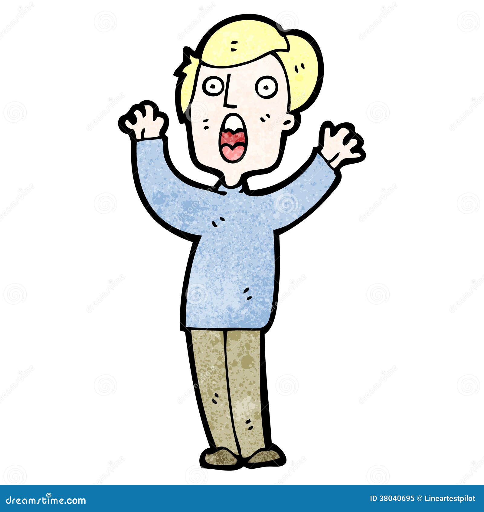 Frightened cartoon man stock vector. Illustration of doodle - 38040695