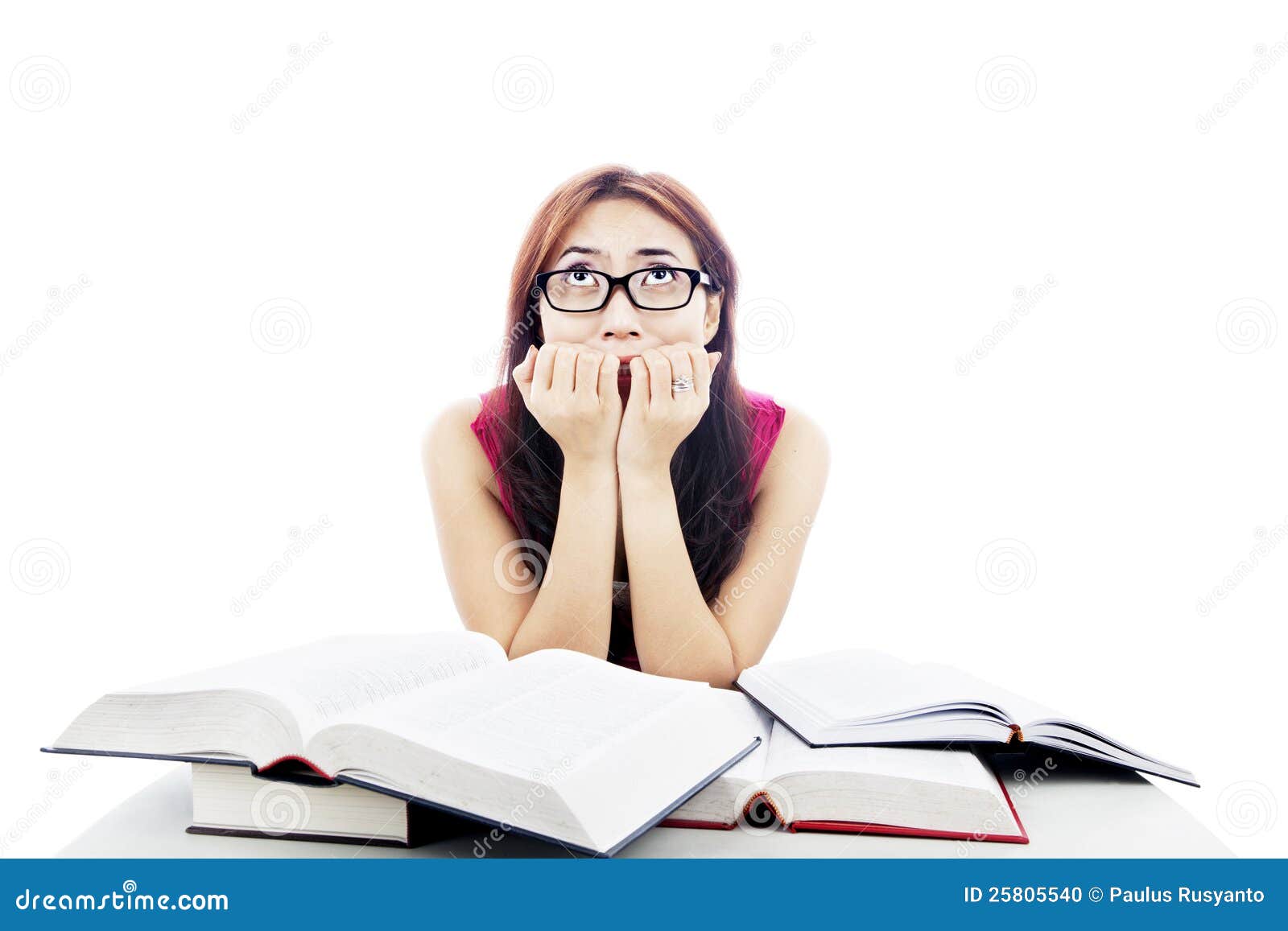 Frightened college student stock photo. Image of beautiful - 25805540