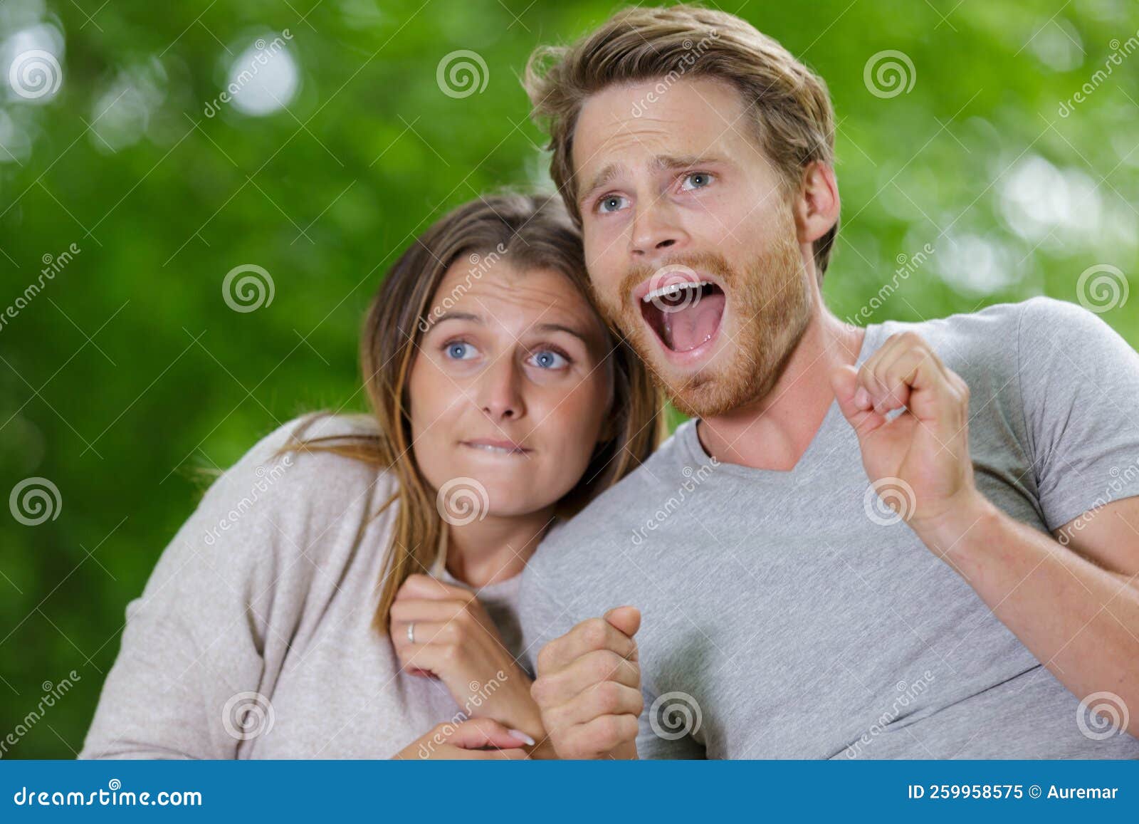 Frightened Couple in Countryside Stock Image - Image of caucasian ...