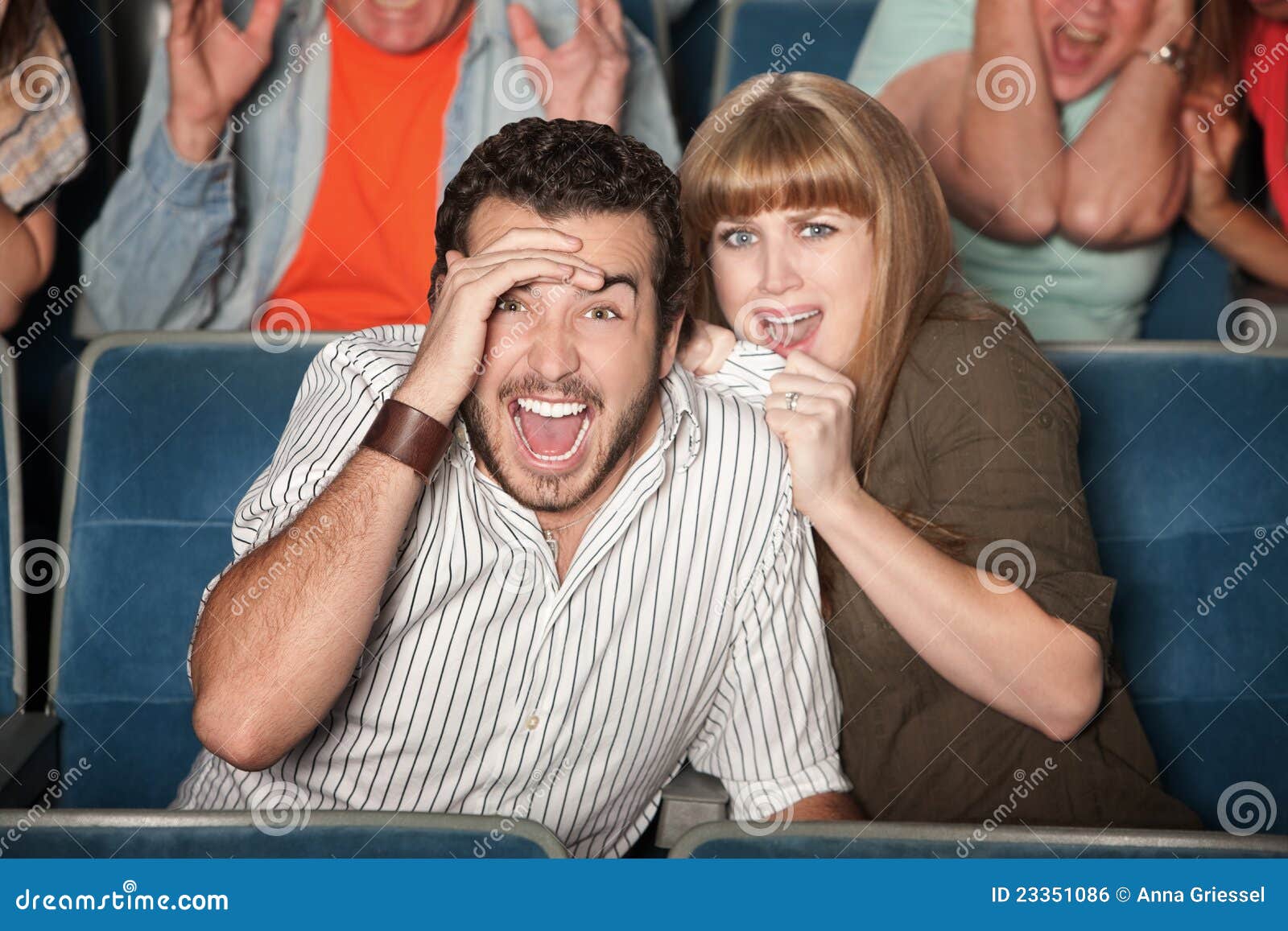 Frightened Couple in Theater Stock Photo - Image of eyes, head: 23351086