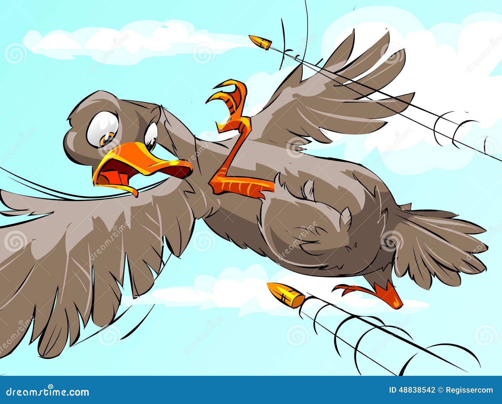 Frightened Duck Flies from Bullet Stock Illustration - Illustration of ...