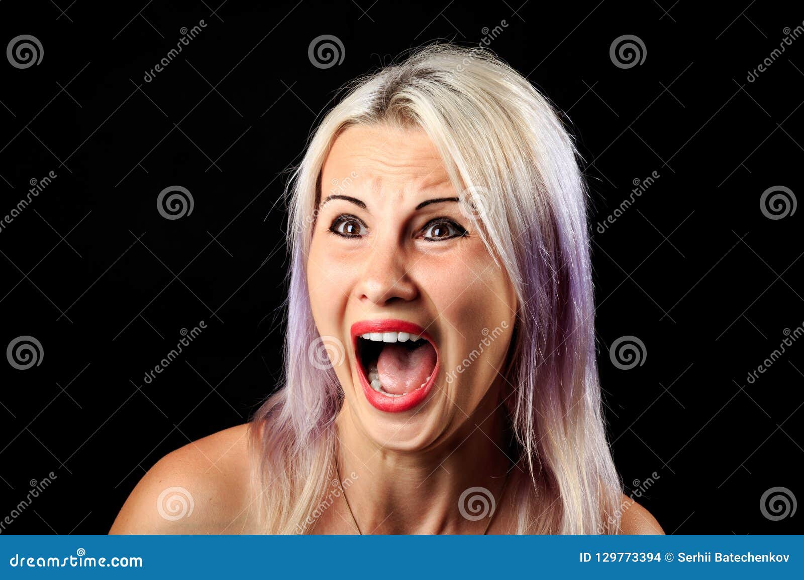 Scared Female Face Expression, Screaming Girl Stock Photo - Image of ...