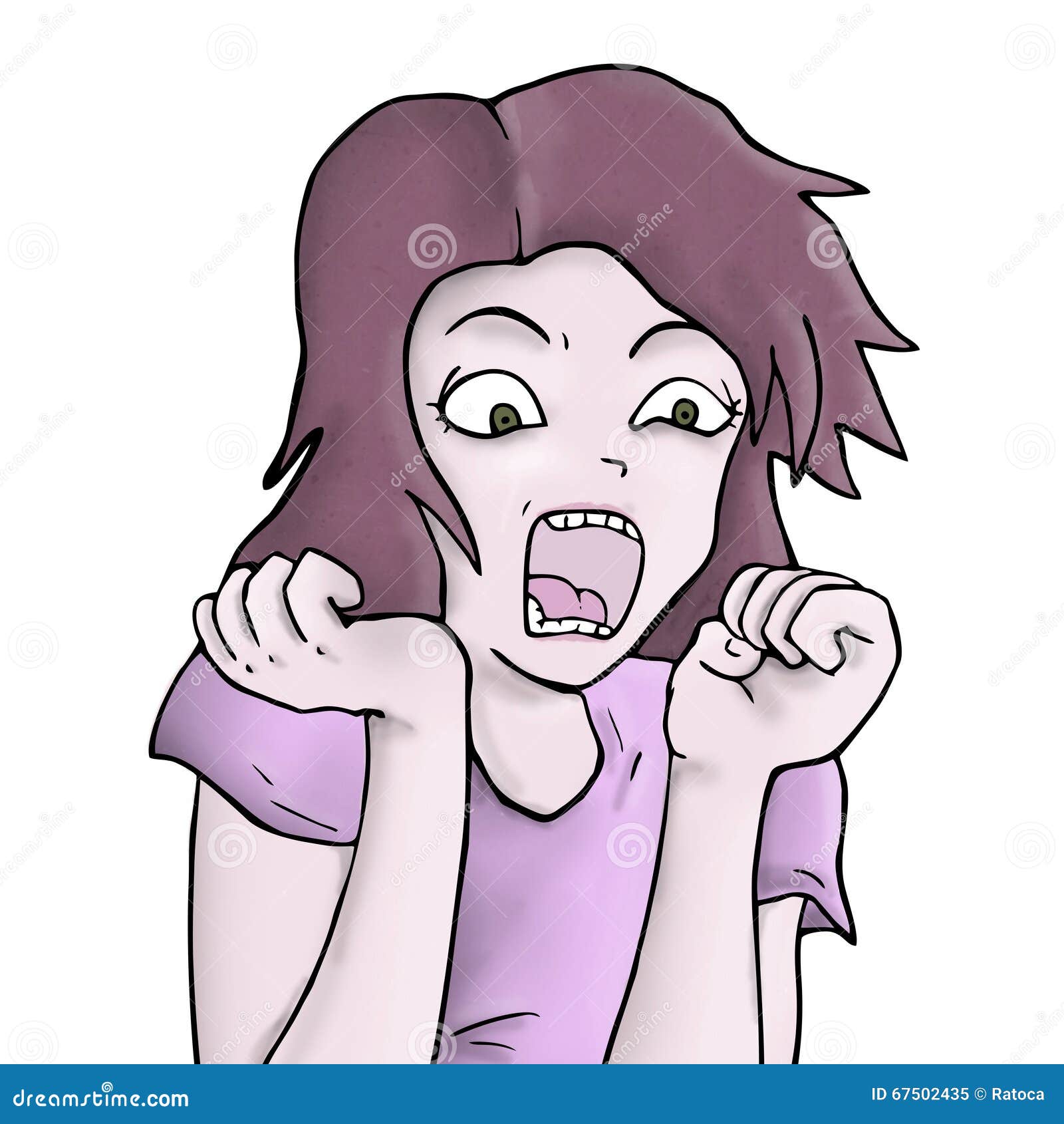 Frightened girl expression stock illustration. Illustration of design ...