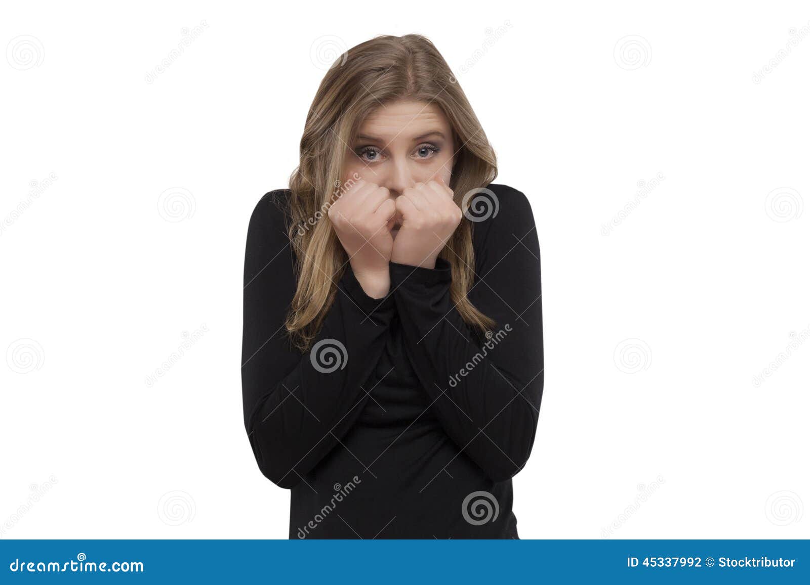 Frightened girl stock photo. Image of adult, fear, anxious - 45337992