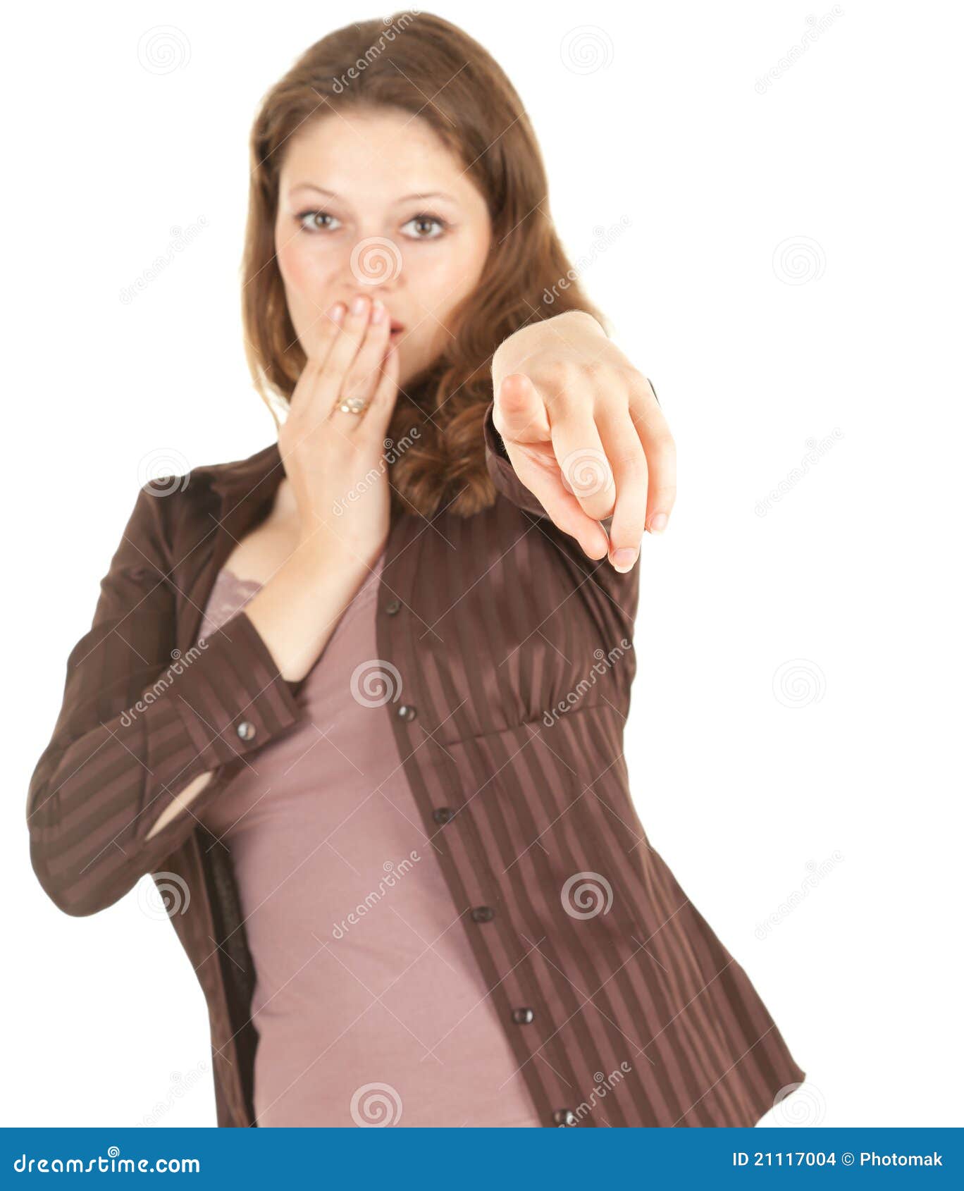 Frightened Girl Pointing You Stock Photo - Image of pointing, caucasian ...
