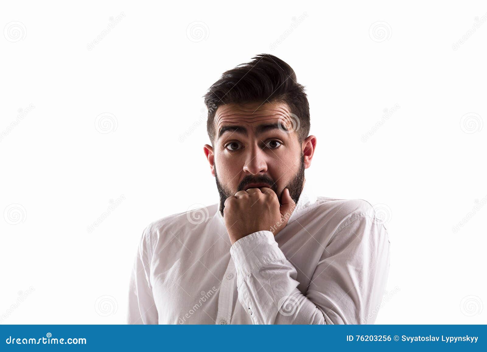 Frightened handsome man stock photo. Image of attractive - 76203256