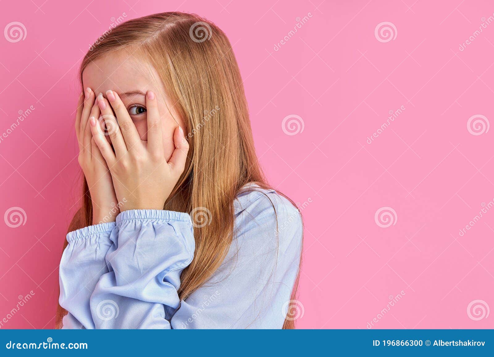 Frightened Little Girl Closed Her Eyes Stock Photo - Image of human ...