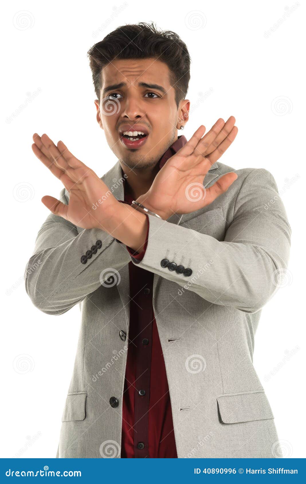 Frightened man stock photo. Image of beauty, black, casual - 40890996