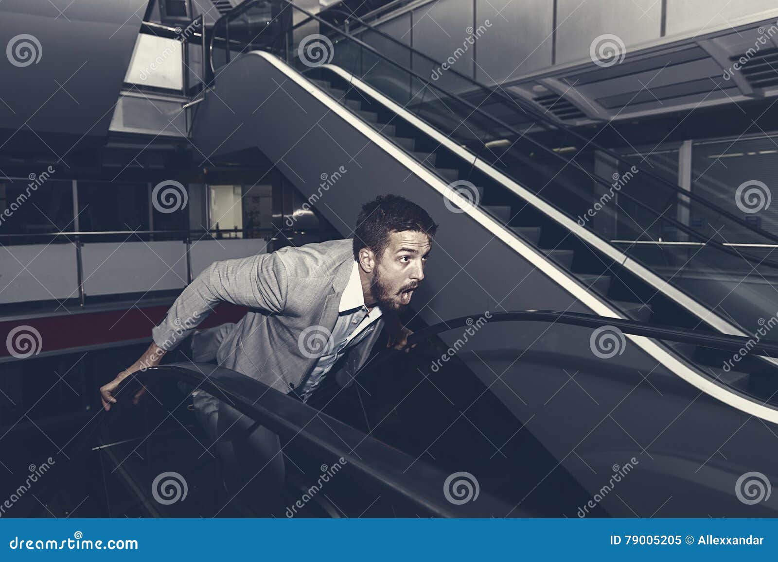 Frightened Man Run Away. Stressed Businessman. Scared Man Stock Image ...