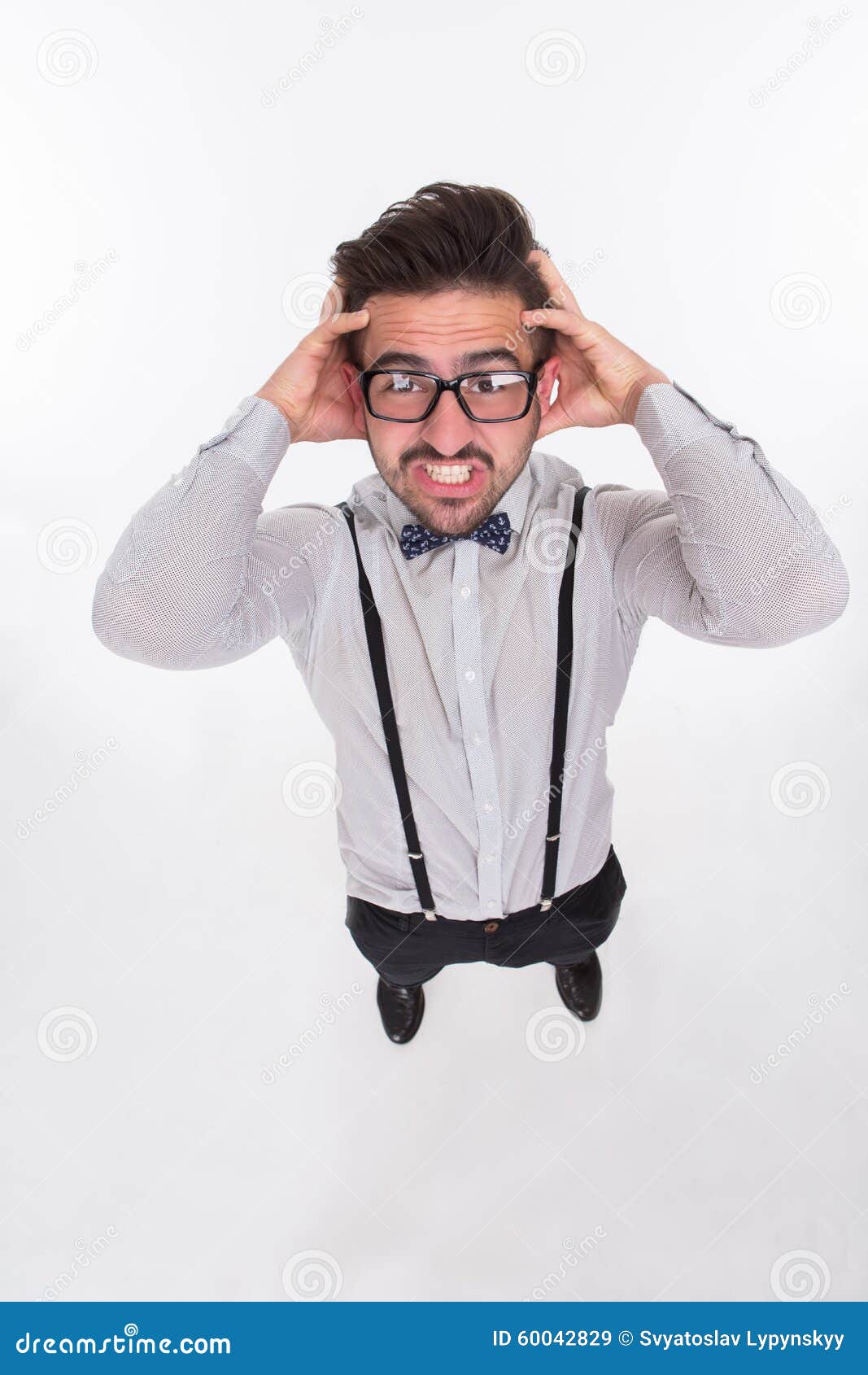 Frightened man in studio stock image. Image of frightened - 60042829