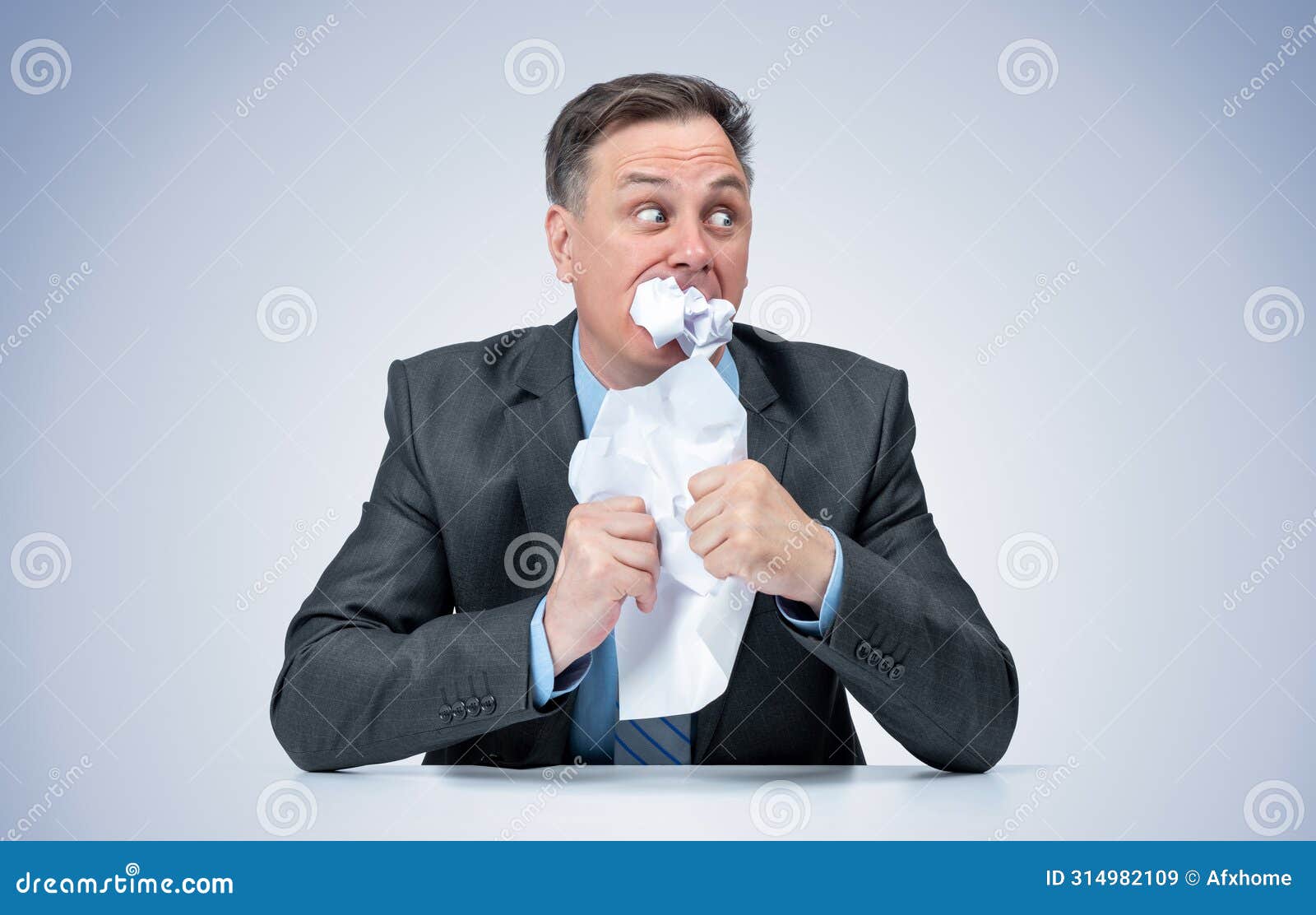 A Frightened Official in a Dark Suit Eats the Evidence Paper, on a ...
