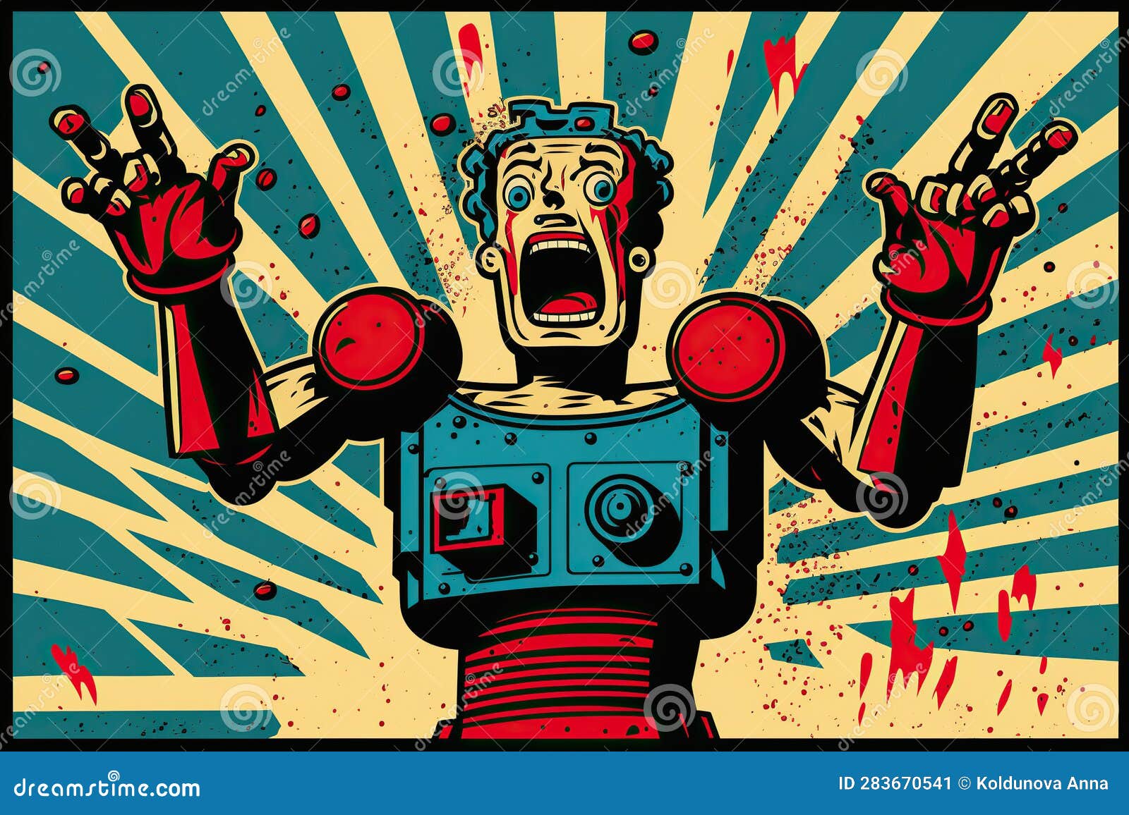 The Frightened Robot Raised Its Hands in Panic, Concept of Autonomous ...