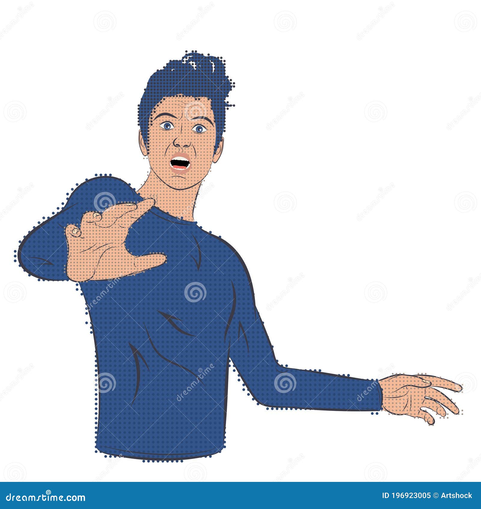 Pop art scared man stock vector. Illustration of shock - 196923005