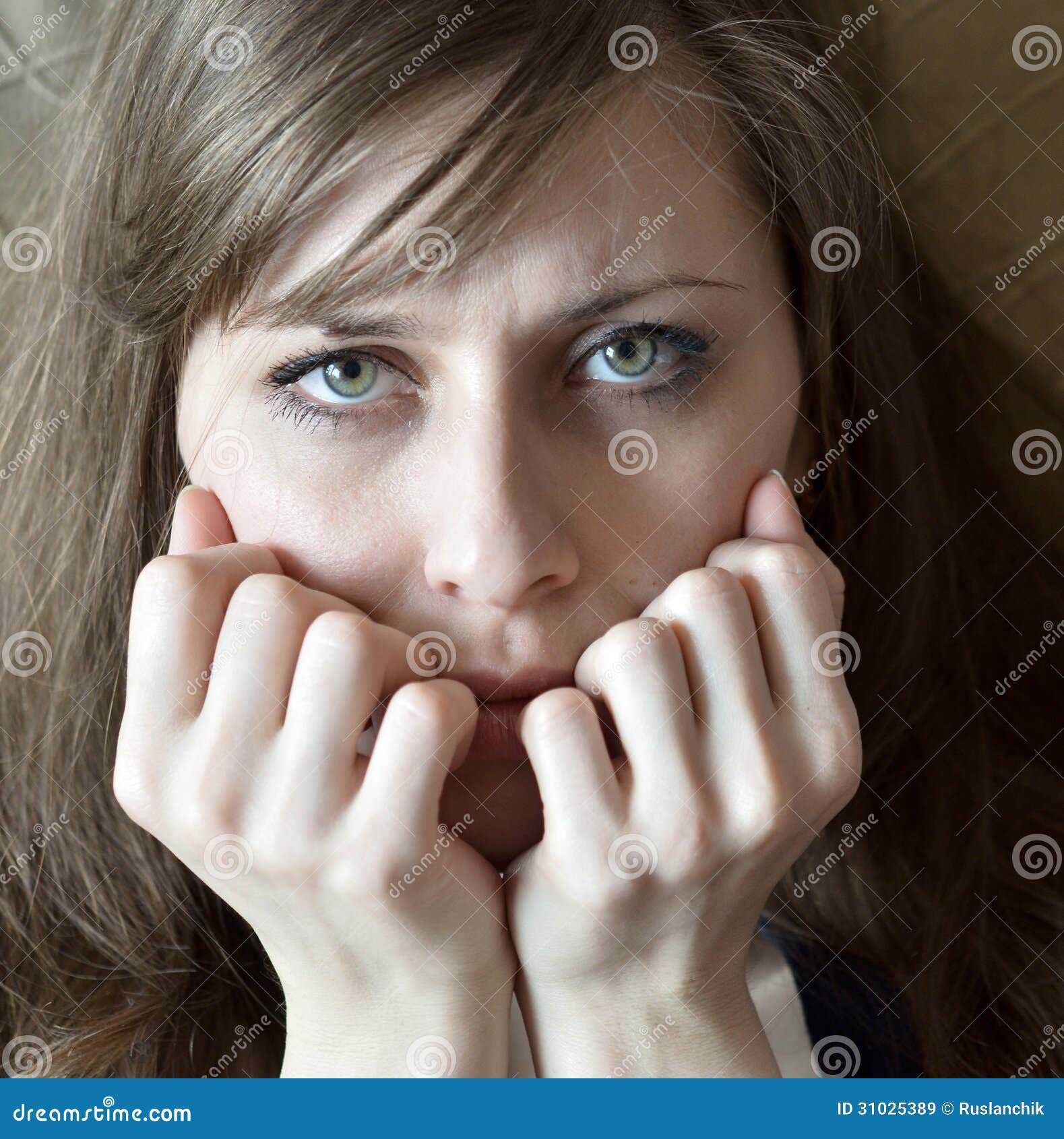 Frightened woman stock image. Image of fear, adult, afraid - 31025389