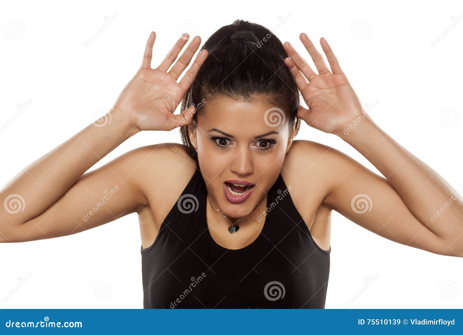 Frightened woman stock image. Image of hispanic, brown - 75510139