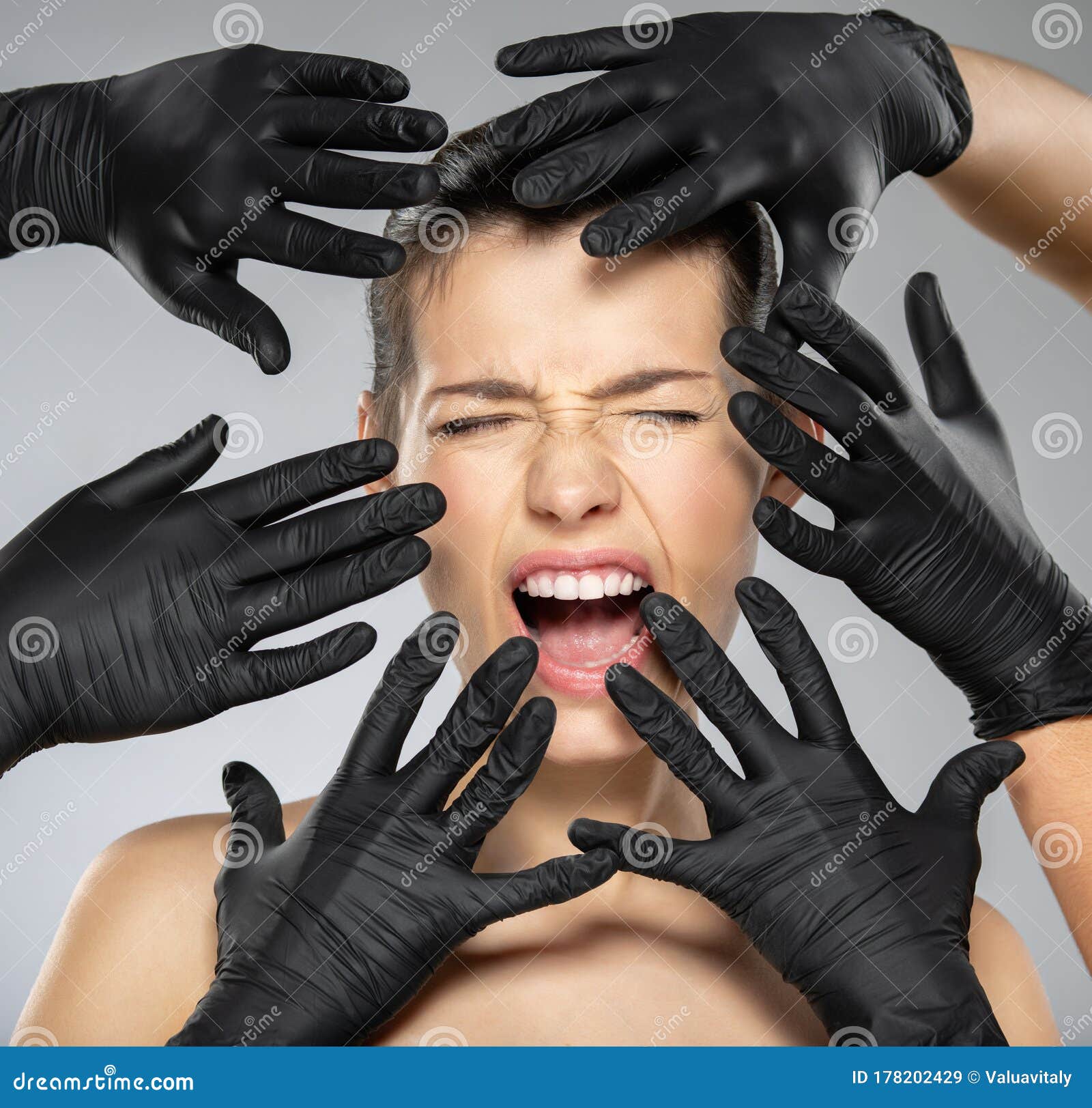 Frightened Woman Before The Surgery Human`s Fear Before Medical