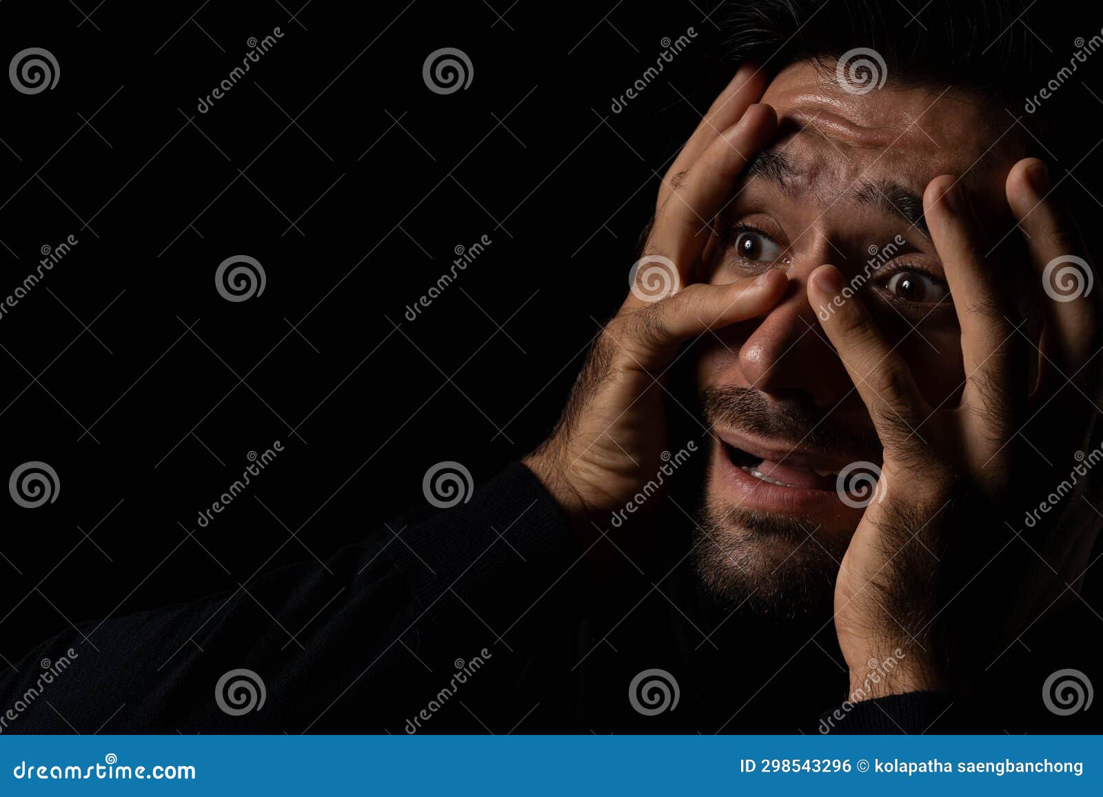 Frightened Young Beard Man Afraid Scared and Terrified with Fear ...