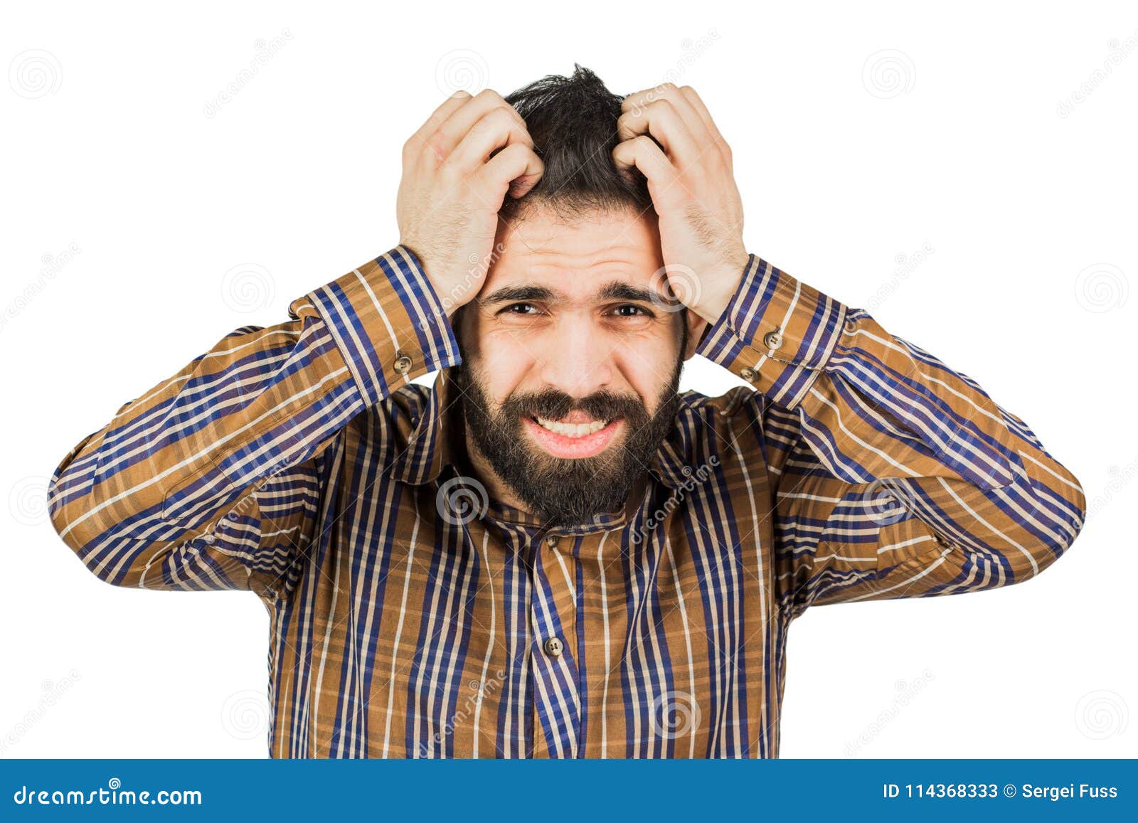 A Frightened Young Man with a Worried Expression on His Face Stock ...