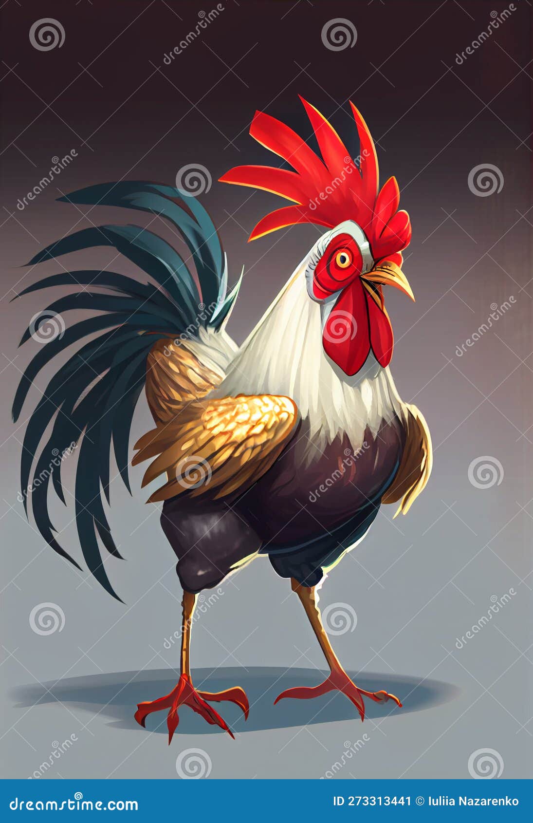 Frightened Young Rooster. AI Generated Stock Illustration ...