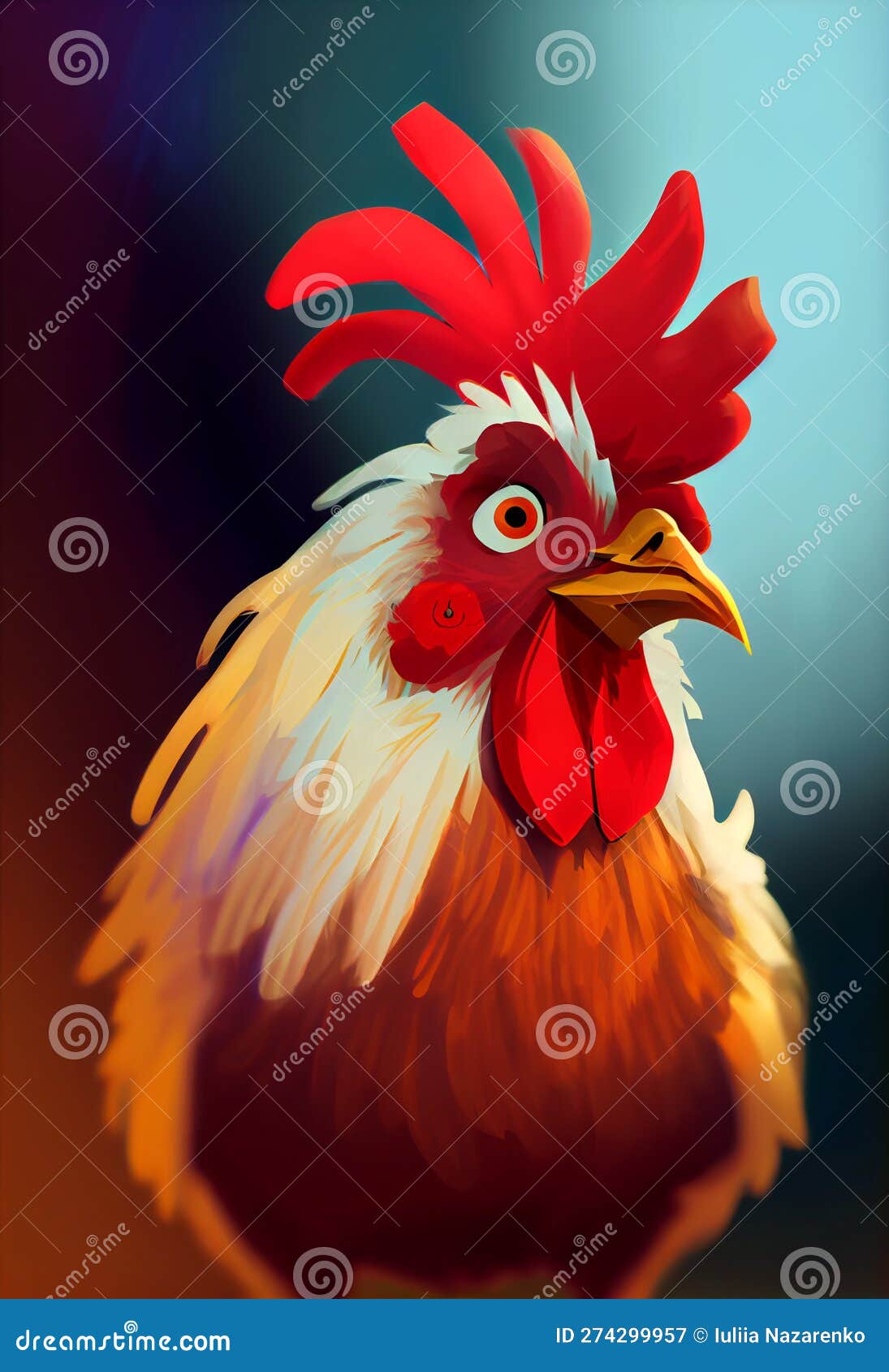 Frightened Young Rooster. AI Generated Stock Illustration ...