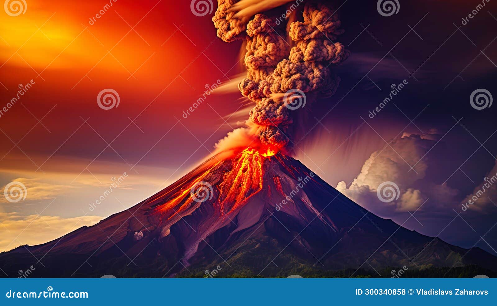Frightening Appearance: Volcano in Bright Eruption, Obscuring the Sky ...