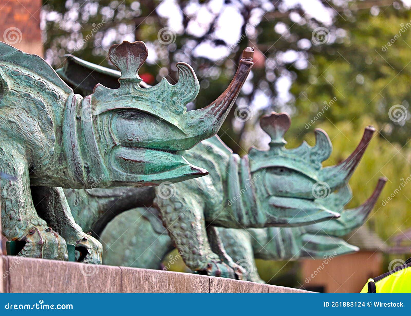 Frightening Bronze Mythological Figures in Front of Building Editorial ...